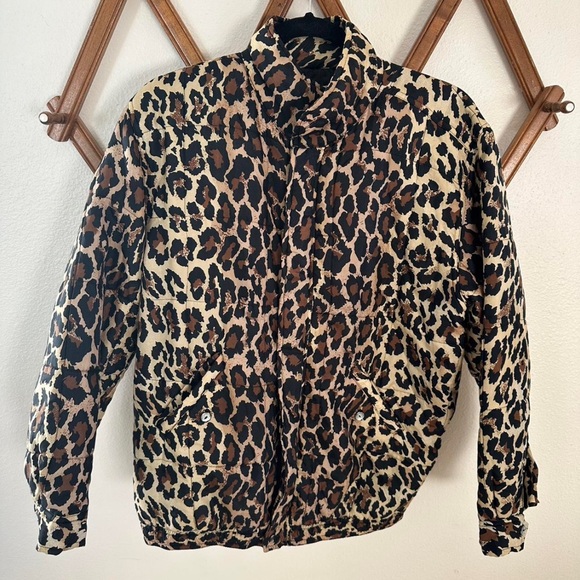 Vintage | Jackets & Coats | Vintage Cheetah Print Silk Puffer Jacket ...